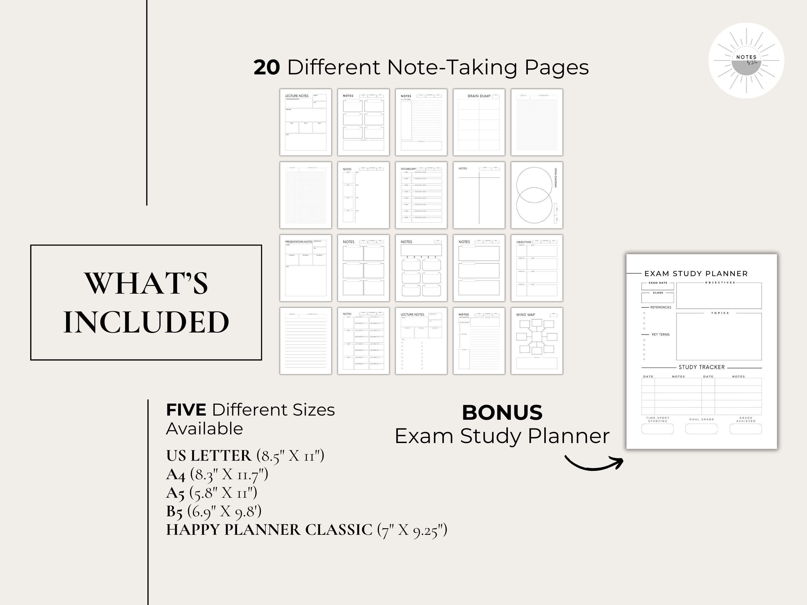The Ultimate Printable Note Taking Templates Bundle for Students, Class ...