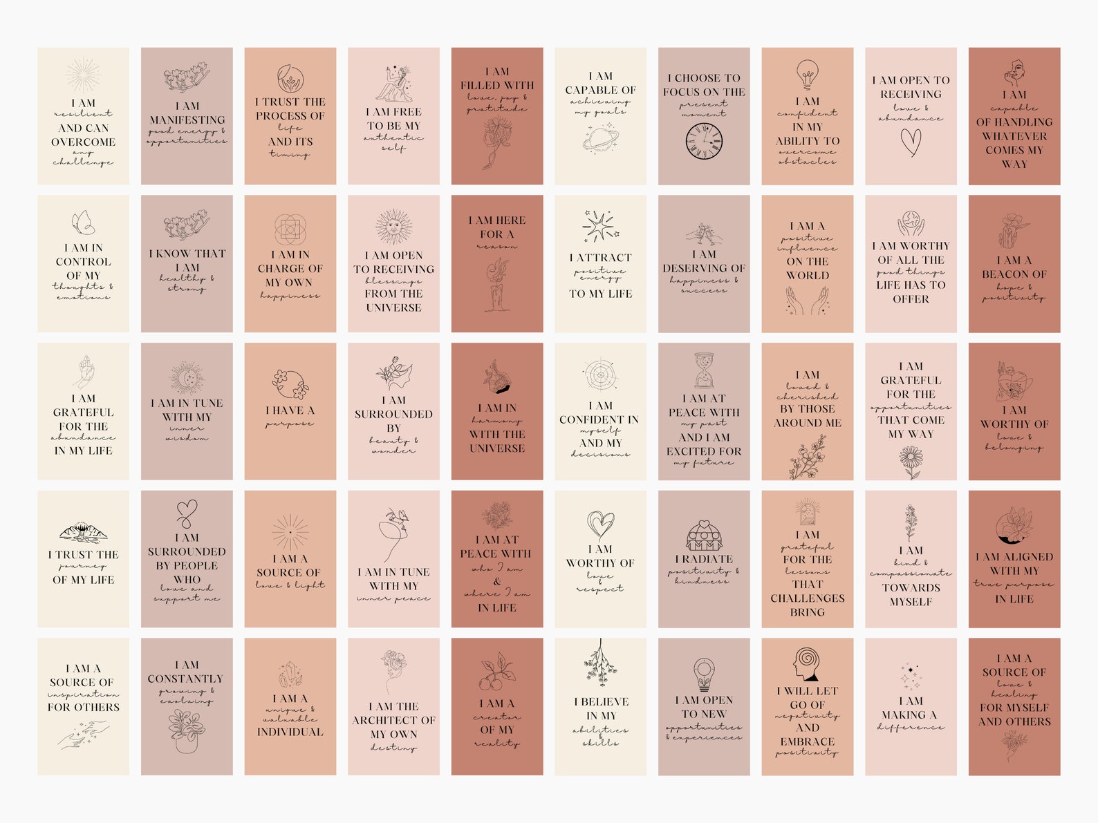 50 Positive Affirmation Cards for Self-love, Mindfulness, and ...