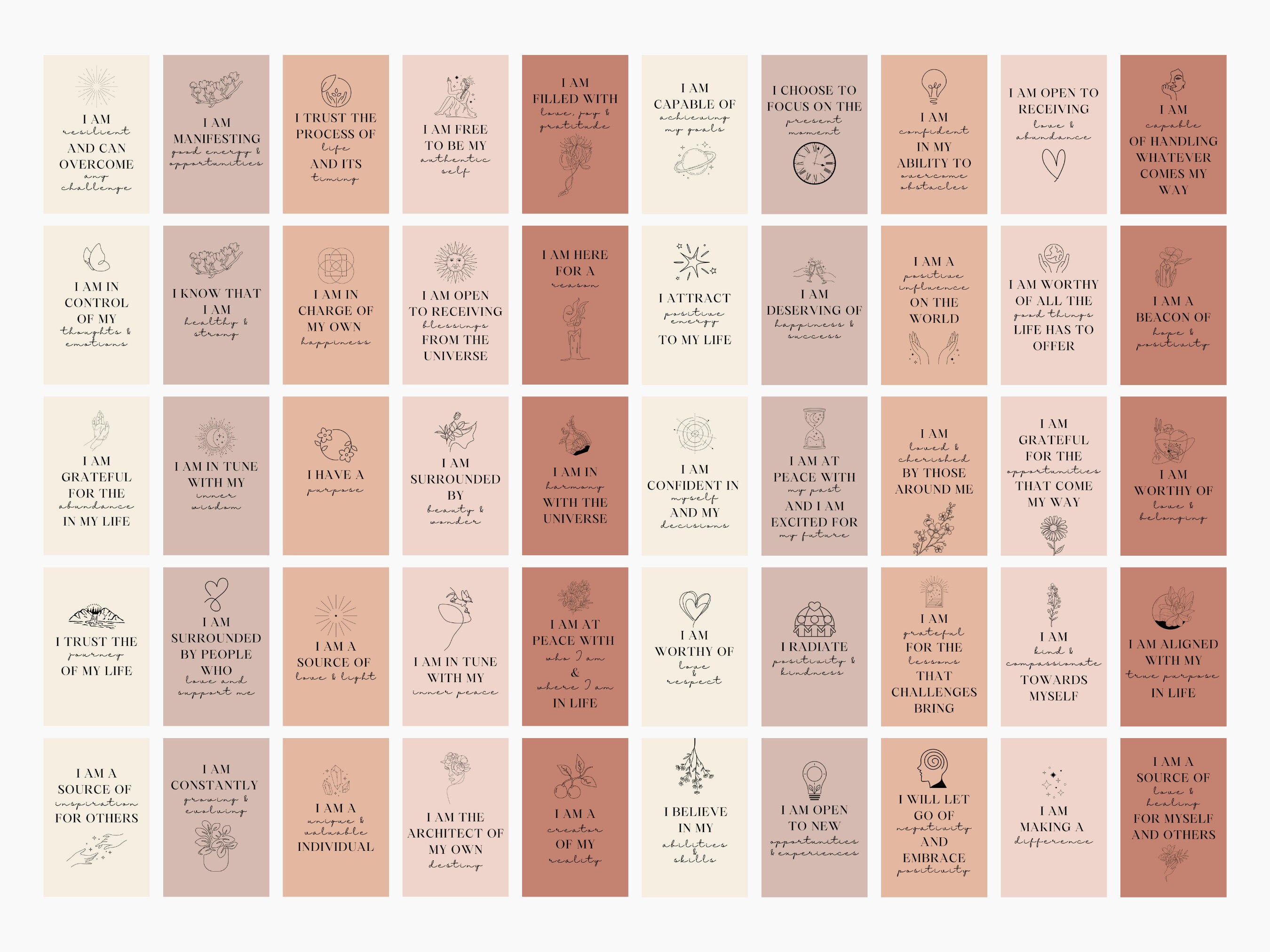 50 Positive Affirmation Cards for Self-love, Mindfulness, and ...