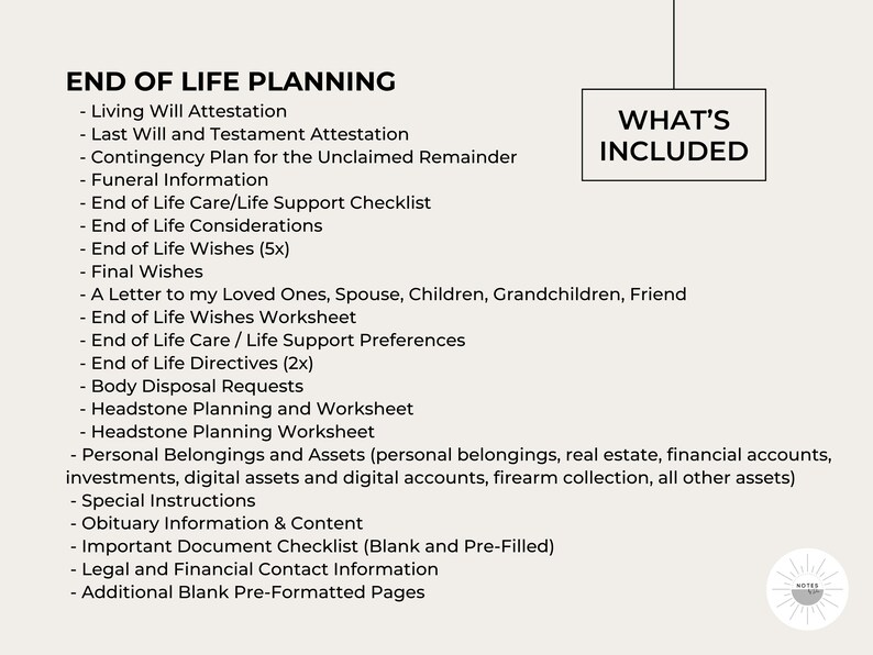 End of Life Planner: Minimalist Life Emergency Binder (PDF) - Etsy