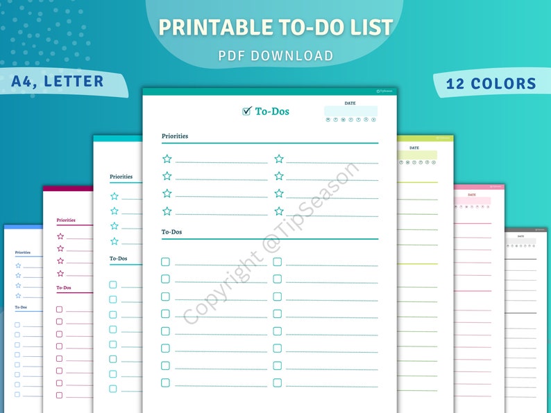 To Do List Printable | Daily, Weekly To-do Pdf Planner Checklist | A4 ...