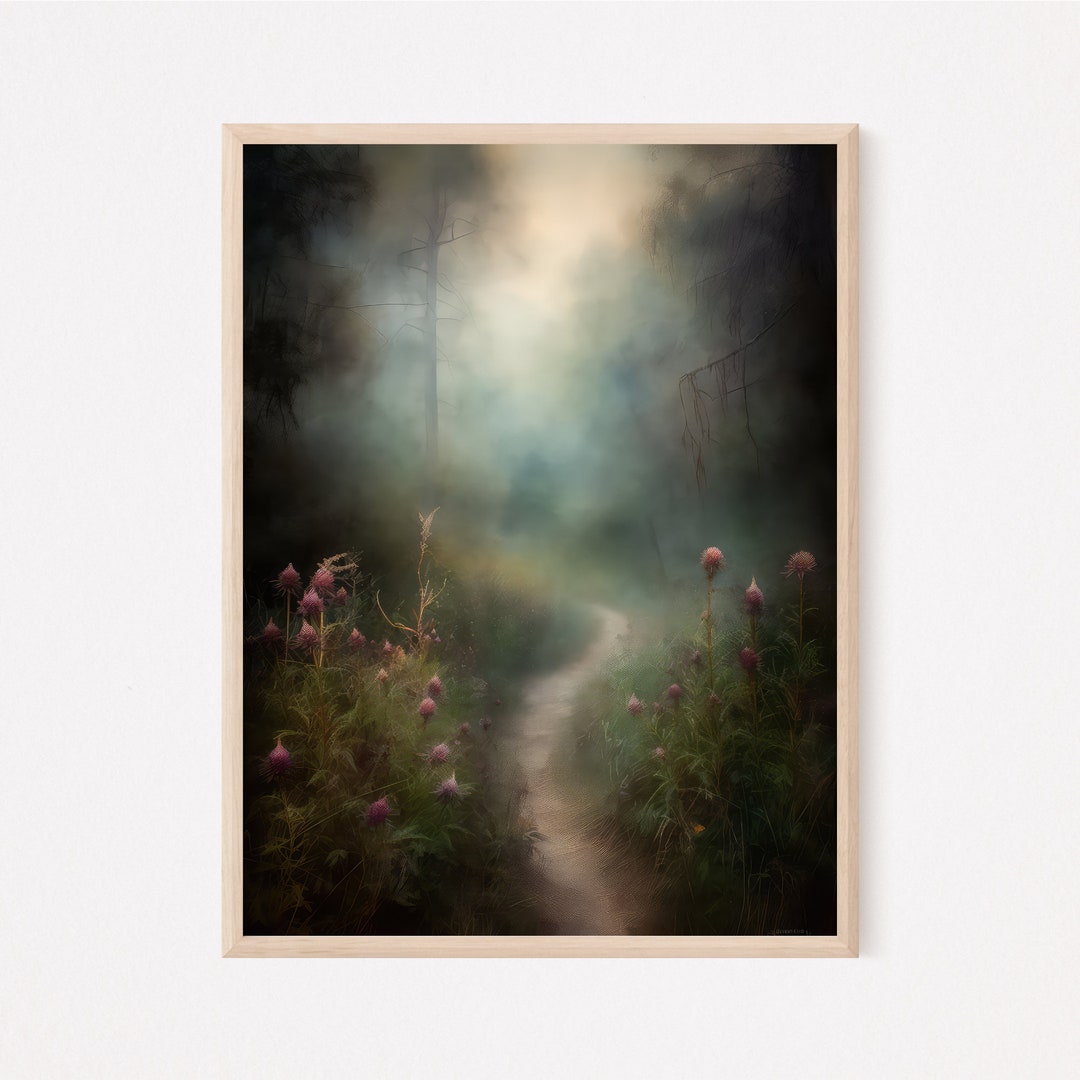 Misty Mountain Path Art Print: Thistle Landscape (digital Download) - Etsy
