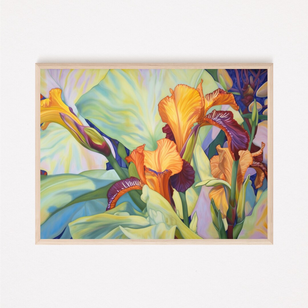 Minimalist Iris Flower Print: Vibrant Impressionist Art (digital ...