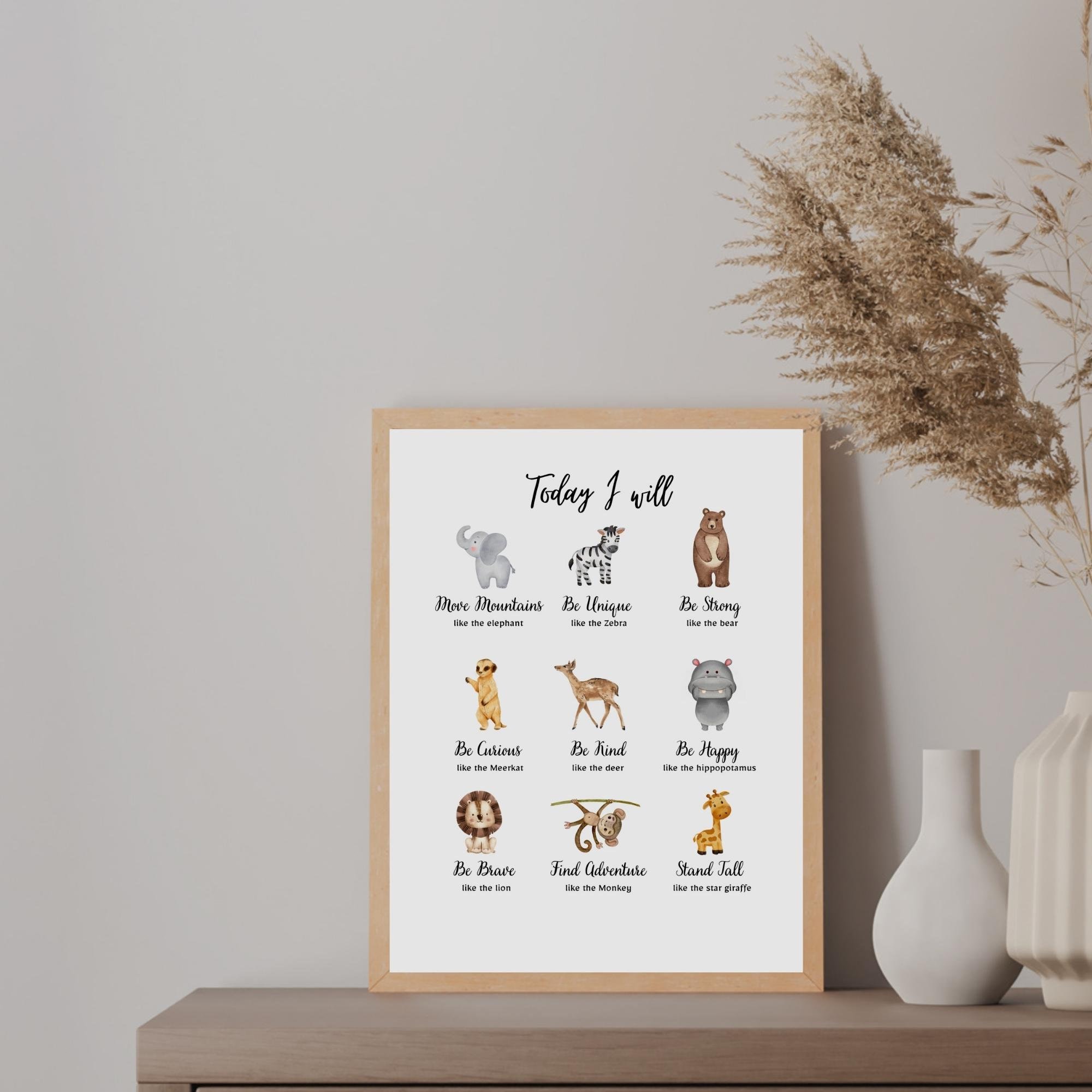Positive Affirmations Poster,safari Nursery Prints,children ...