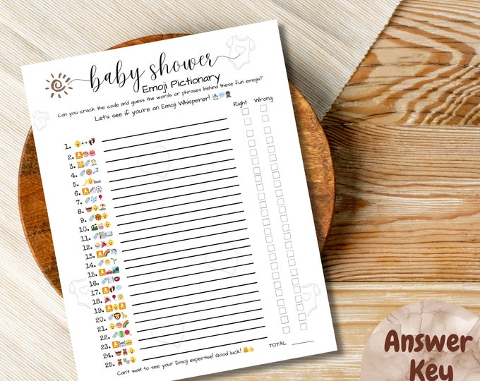 Children's Book Emoji Pictionary Game | Baby Shower Emoji Game | Emoji ...