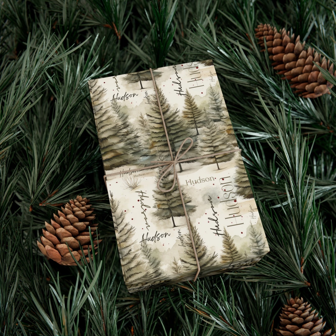 Vintage Personalised Wrapping Paper Pine Christmas Tree Gift - Etsy