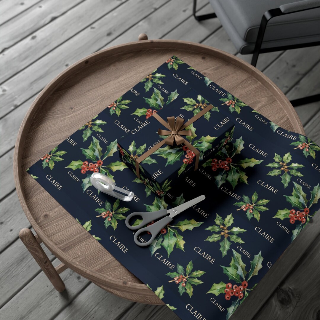 Mistletoe Gift Wrap • Custom Name Christmas Mistletoe Wrapping Paper ...
