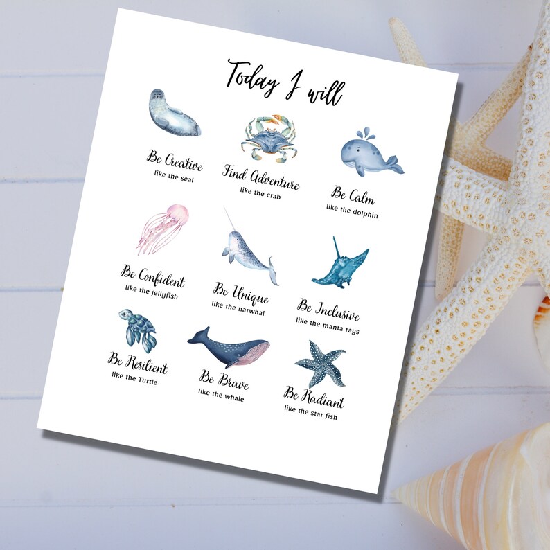 Affirmations Wall Art for Kids,today I Will Positive Affirmations ...