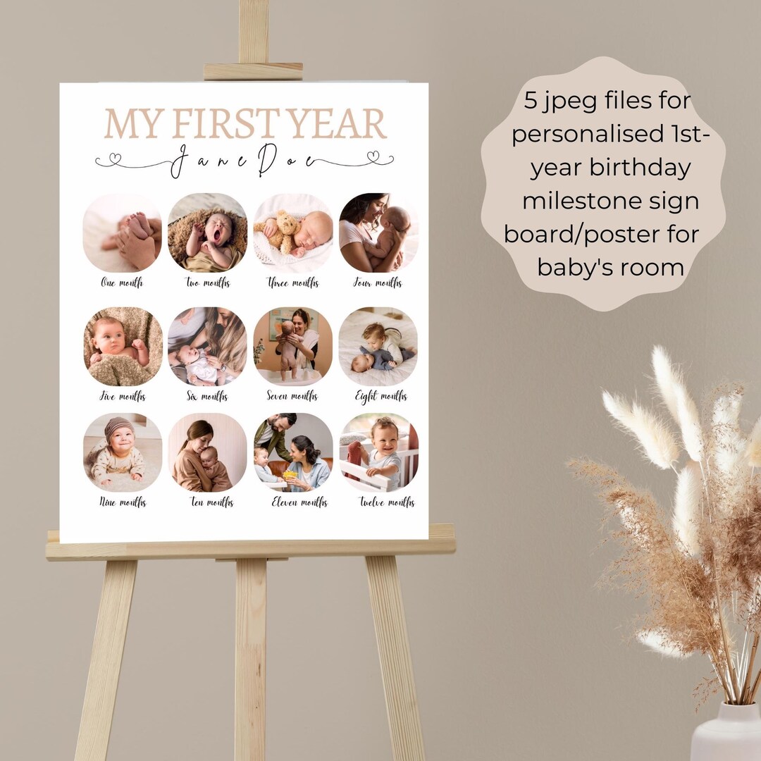 Baby’s First Year Poster Printable Minimalist 1st Birthday Milestone ...