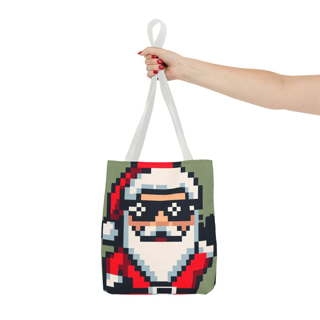 Tote Bag 8 Bit Santa Claus Design, Holiday Gift Idea, Christmas ...