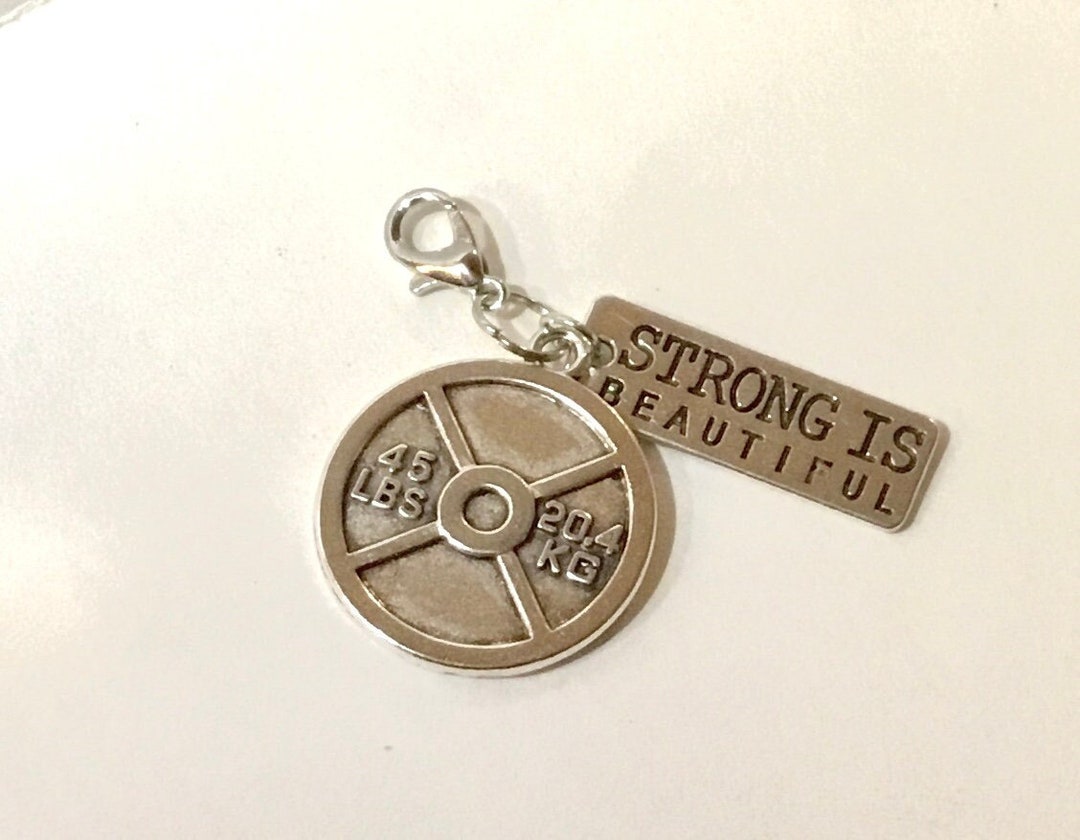 WEIGHT LIFTING PLATE... Inspirational Double Clip-on Charm With Lobster ...