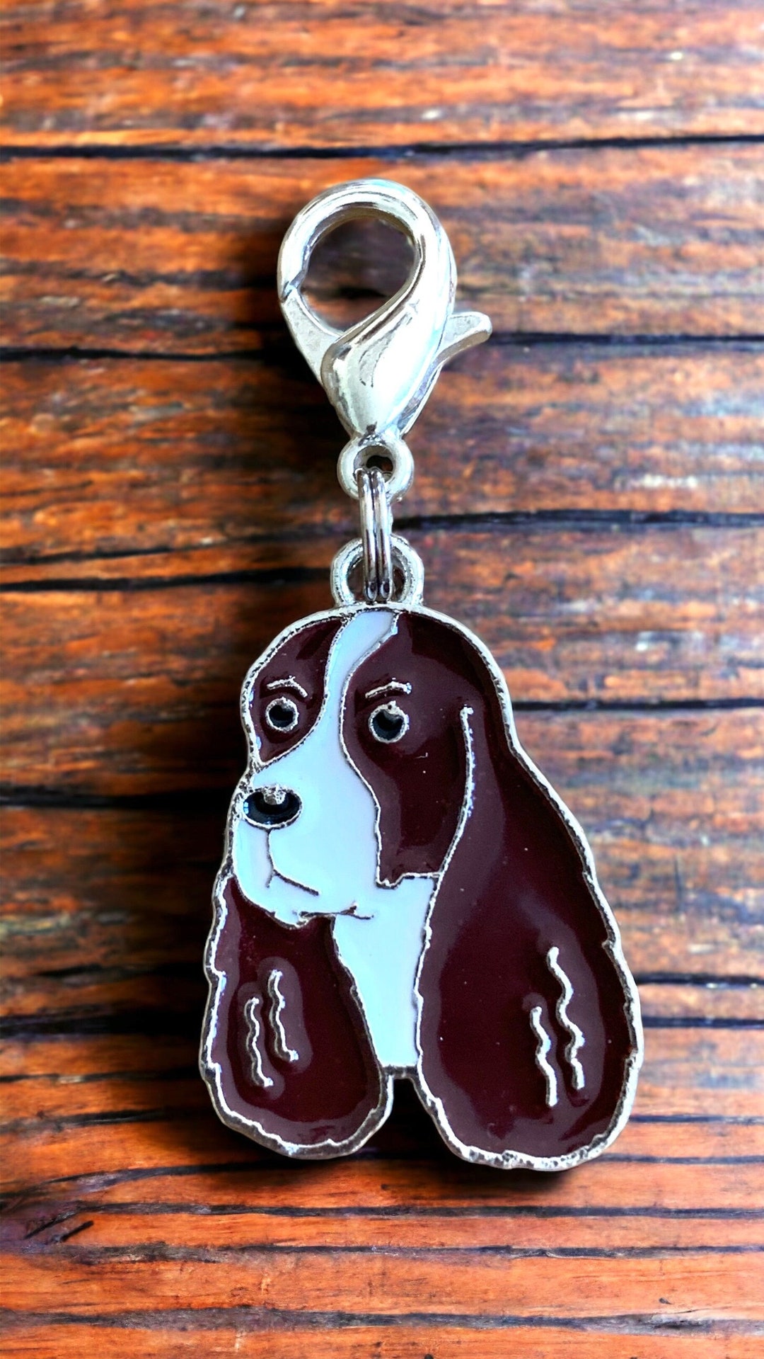 SPRINGER SPANIEL Dog Clip-on, Dangling Enameled Lobster Clasp Charm for ...