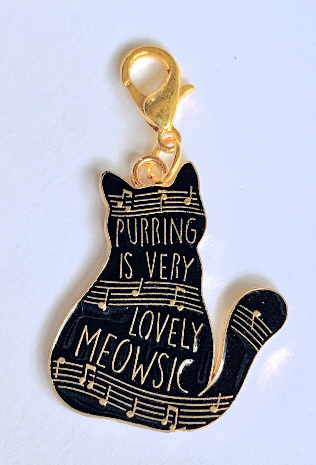 CAT MEOWSIC Black Enamel Clip-on Charm W/ Lobster Clasp Jewelry, Stitch ...
