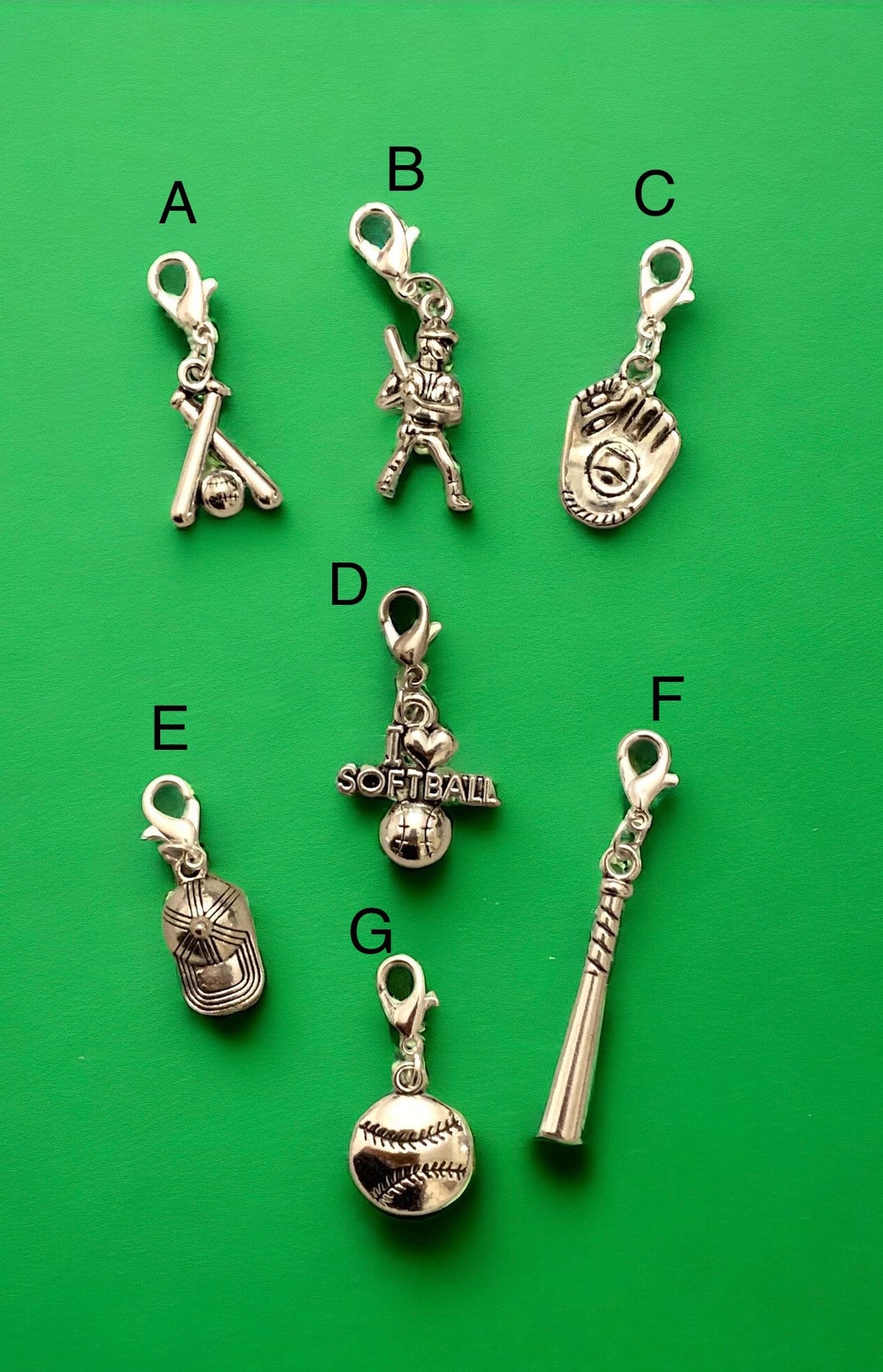 BASEBALL SOFTBALL Clip-on Charms Lobster Clasp for Jewelry, Stitch ...