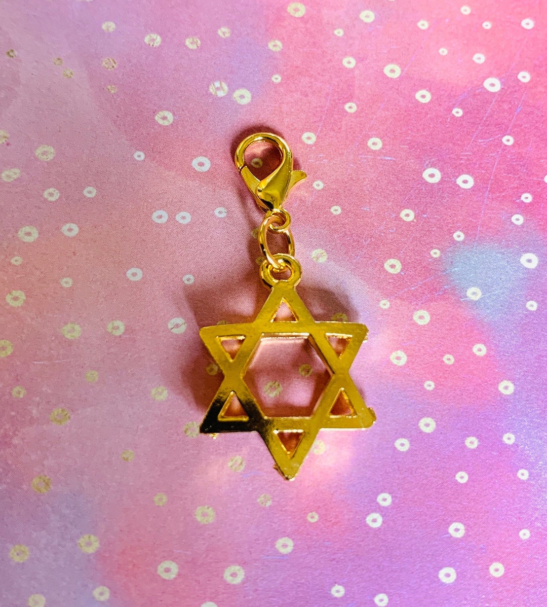 JEWISH STAR of DAVID Clip-on 3D Lobster Clasp Charm for Jewelry Making ...