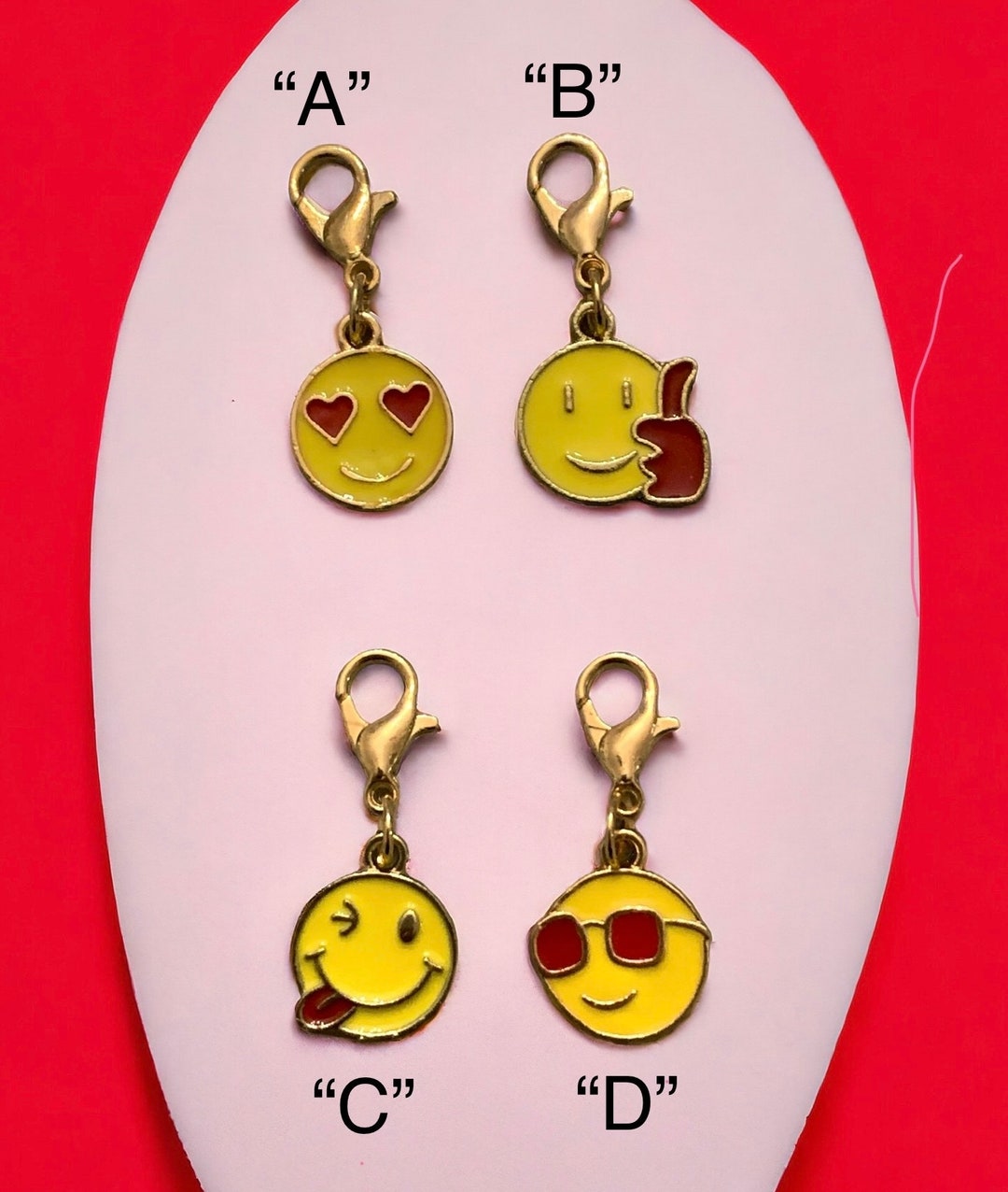 SMILEY EMOTICONS Clip-on, Enameled Charms for Jewelry Making, Stitch ...