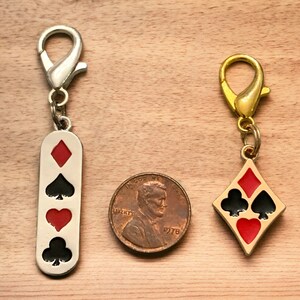 PLAYING CARD SUITS Stainless Steel Clip-on, Dangling Charm for Zipper ...
