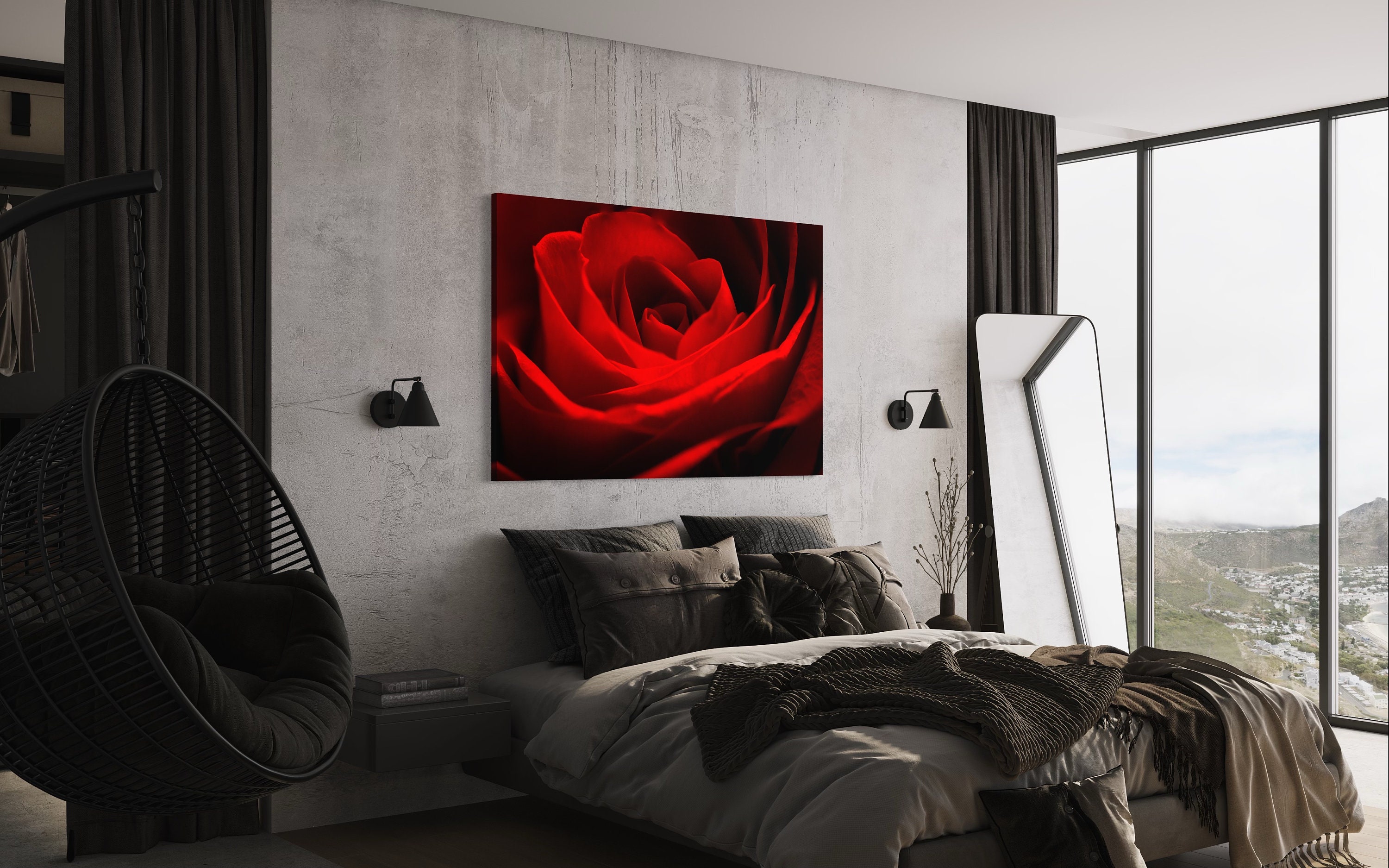 Flower Red Rose Poster or Canvas Ready to Hang Wall Art Design - Etsy