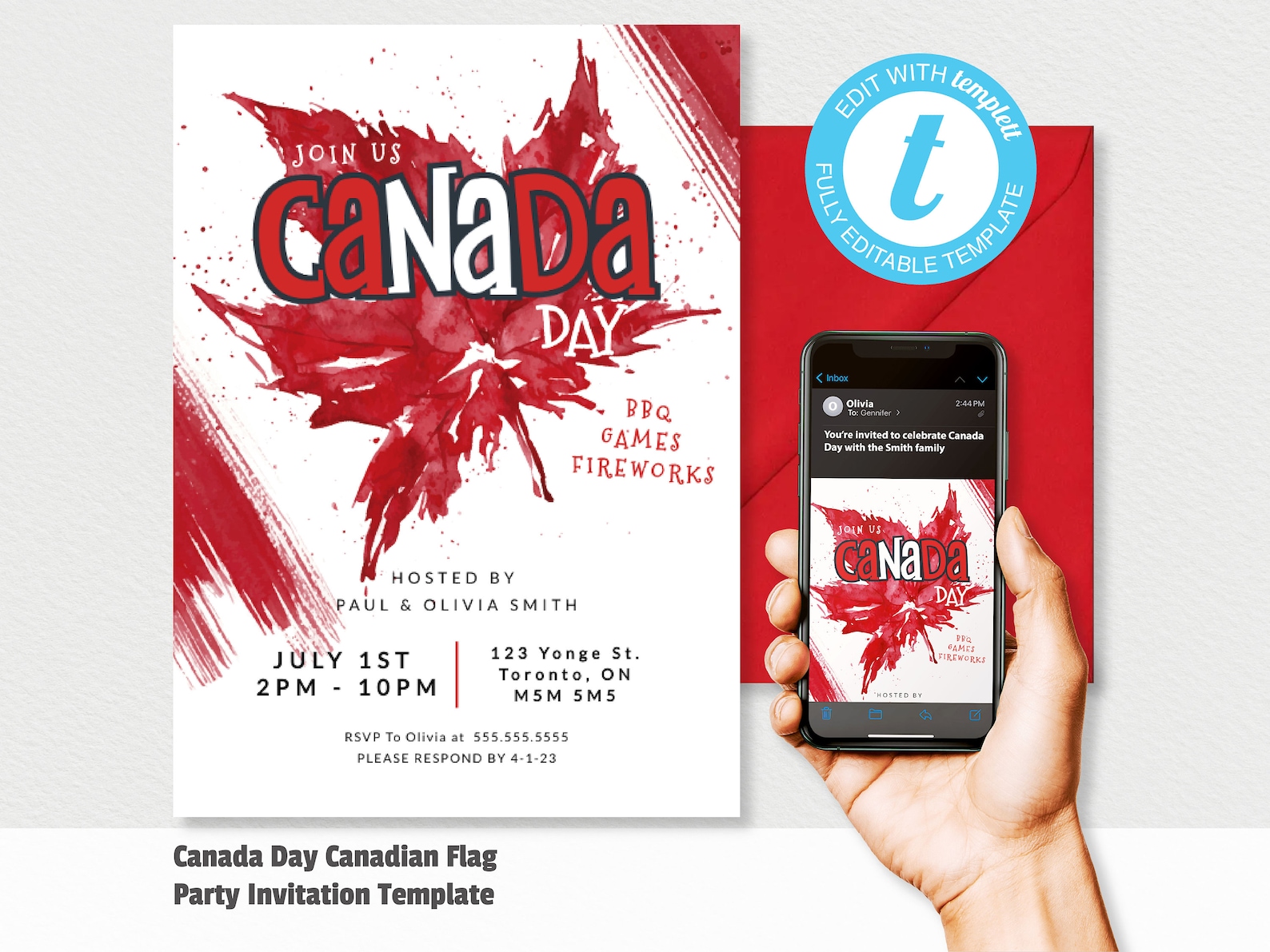 Canada Day Party Invitation Template: Flag Evite (digital Download) - Etsy