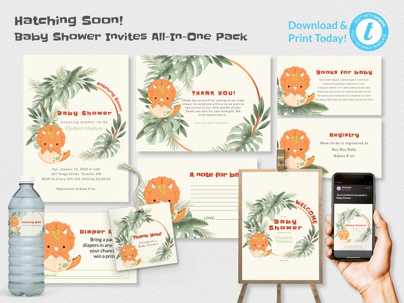 Hatching Soon Baby Shower Invites All-in-one Pack Editable Templates - Etsy