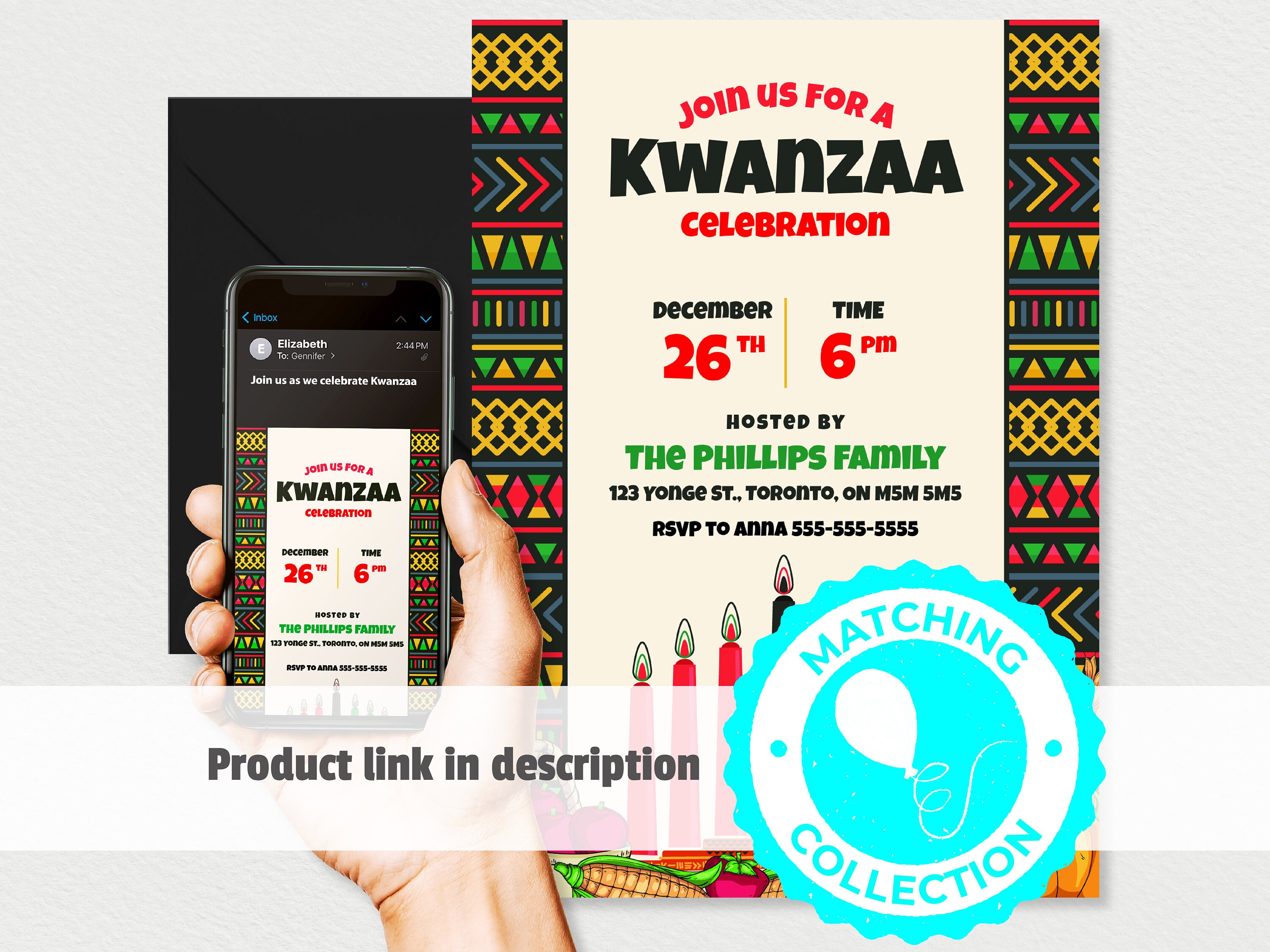 Kwanzaa Celebration Editable Gift Tag Template, Kinara, African Pattern ...