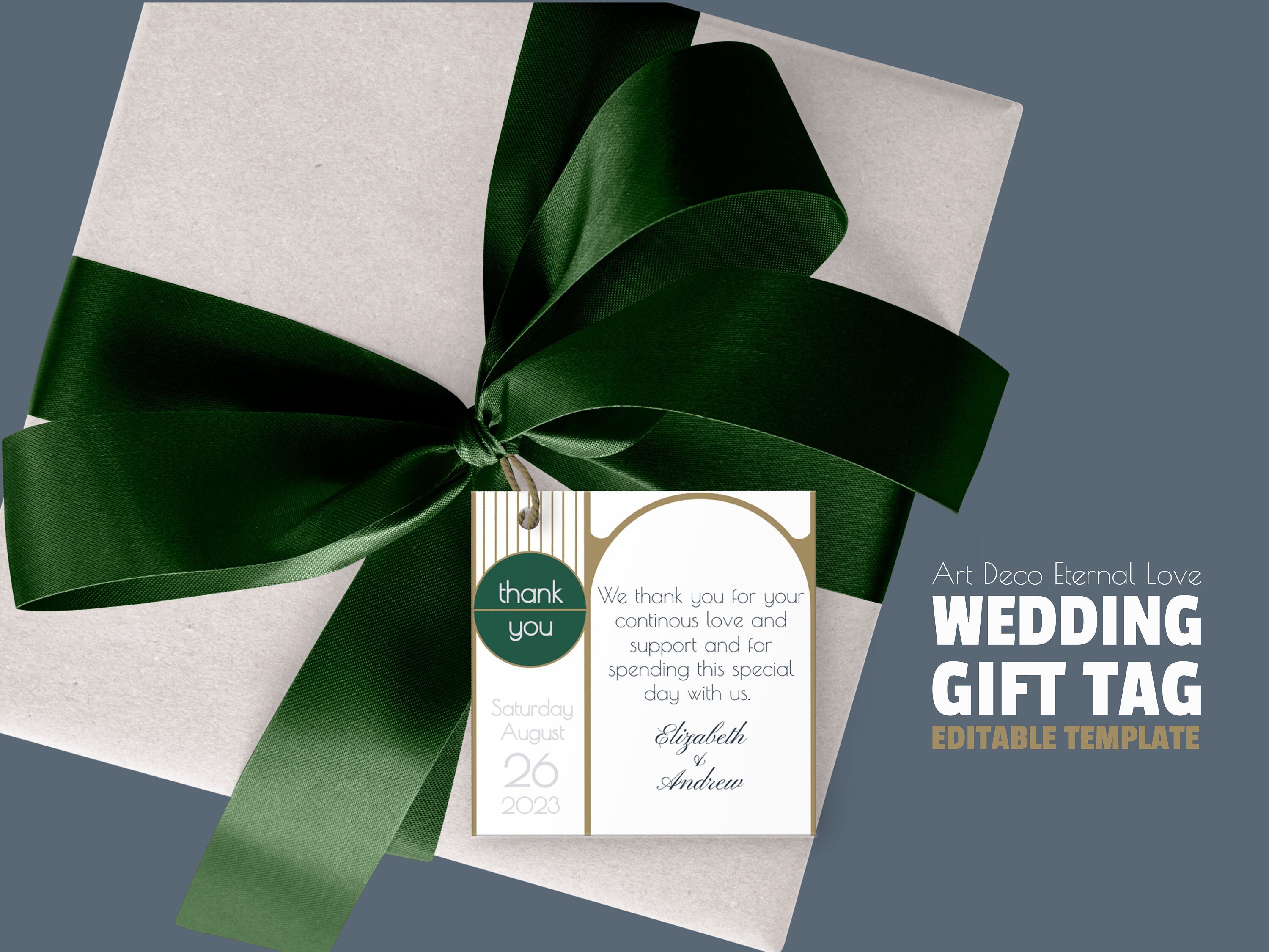 Thank You Gift Tag Wedding Guest Gift Art Deco Eternal Love - Etsy