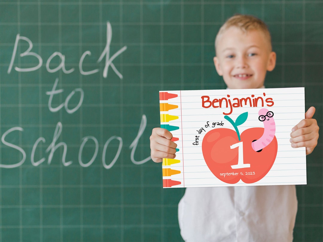 First Day of Grade 1, First Day of School Sign, Kindergarten, Back to ...