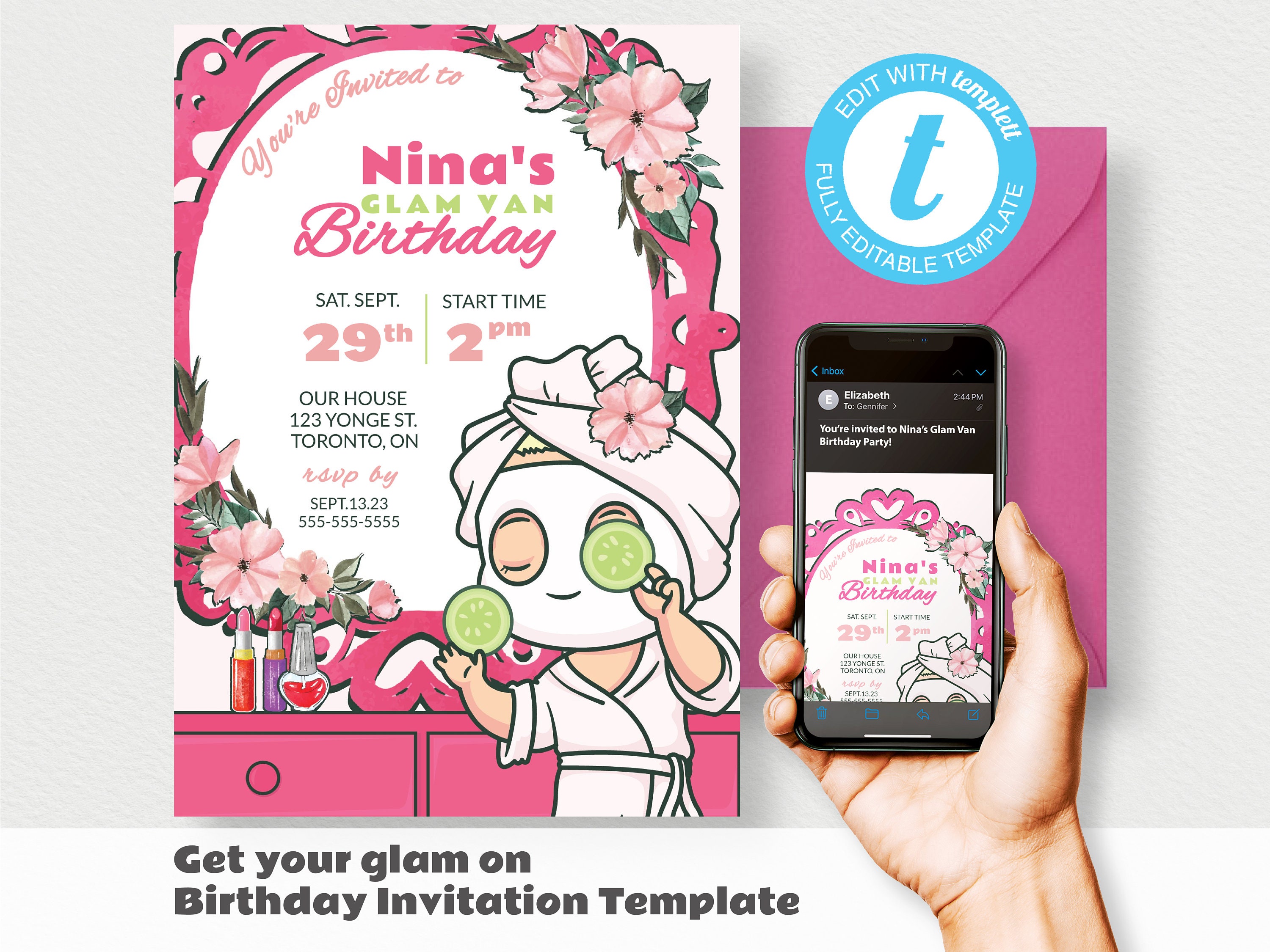 Spa Invitation Template Printable Girls Birthday Party - Etsy