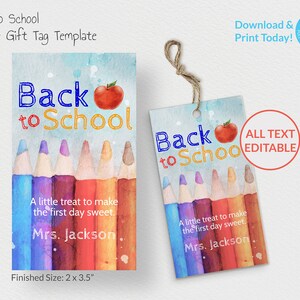 Back to School Gift Tag, Welcome Back Gift Tags for Students, Teacher ...