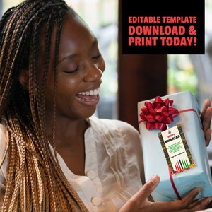 Kwanzaa Celebration Editable Gift Tag Template, Kinara, African Pattern ...