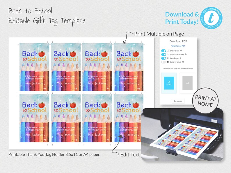 Back to School Gift Tag, Welcome Back Gift Tags for Students, Teacher ...