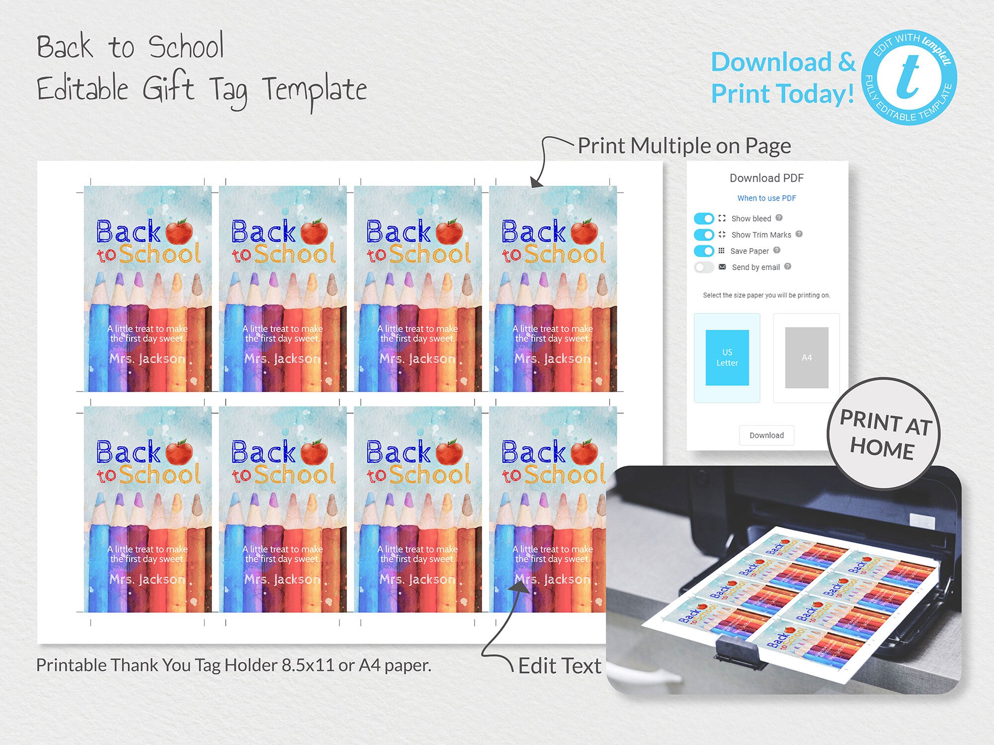 Back to School Gift Tag, Welcome Back Gift Tags for Students, Teacher ...