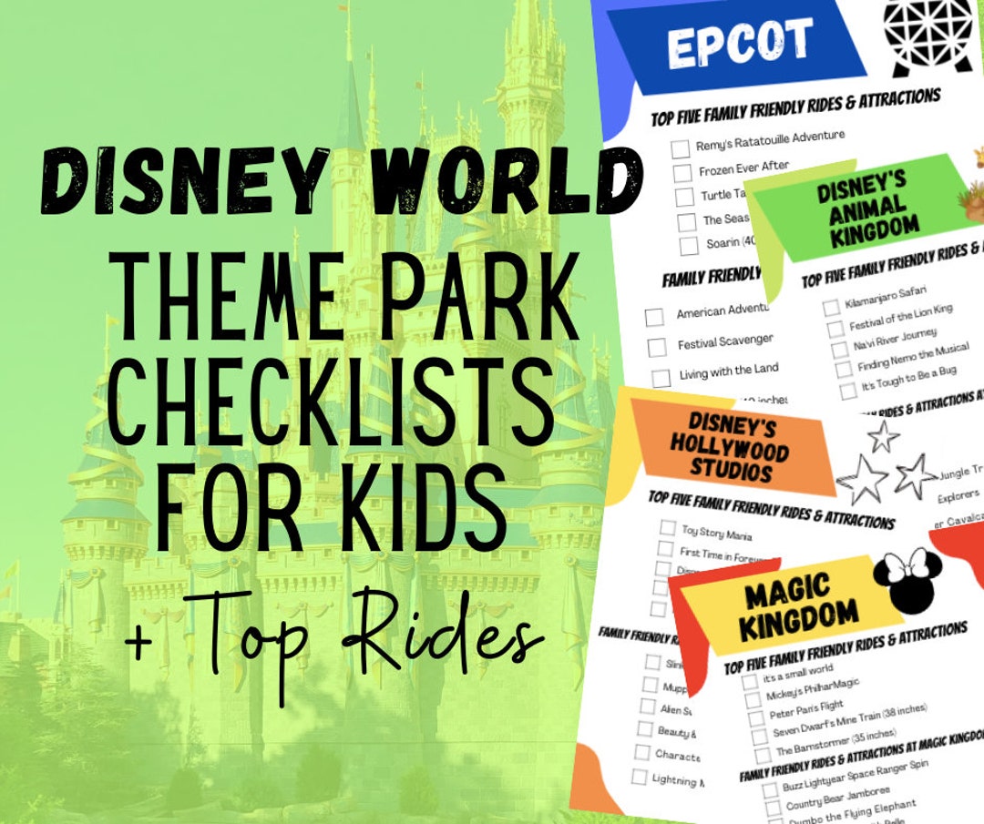WDW Theme Park Checklist for Kids and WDW Travel Agent - Etsy