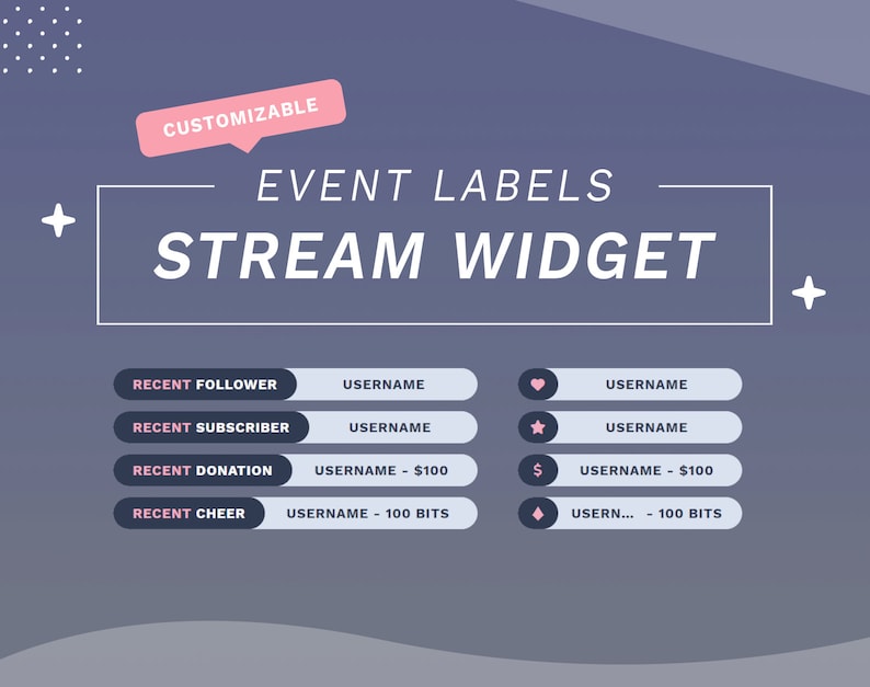 Horizontal Event Label Stream Widget - Color Customizable for Twitch Streams - Etsy
