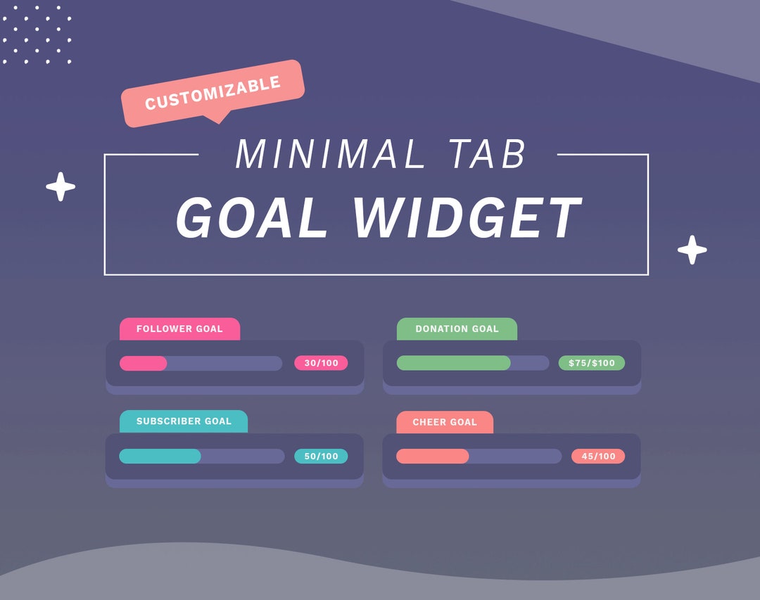 Tab Goal Progress Widget - Color Customizable for Twitch Streams - Etsy