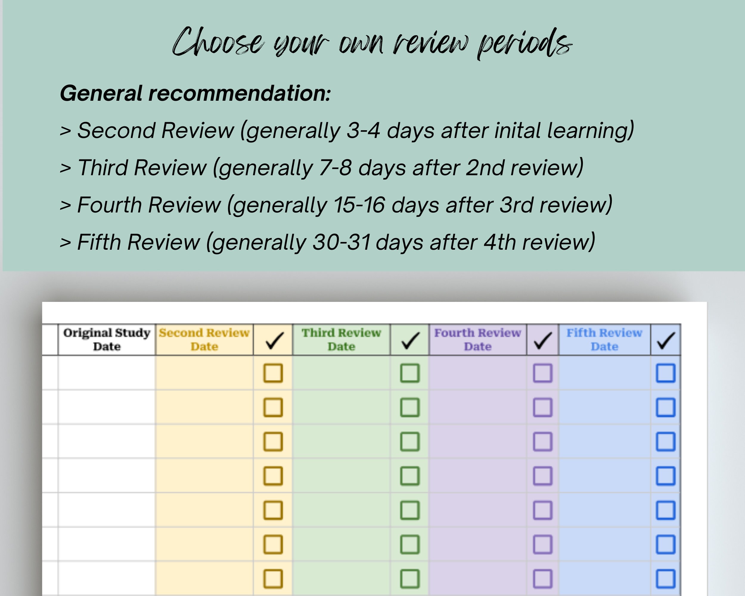Printable Spaced Repetition Study Planner Curve of Forgetting Template ...