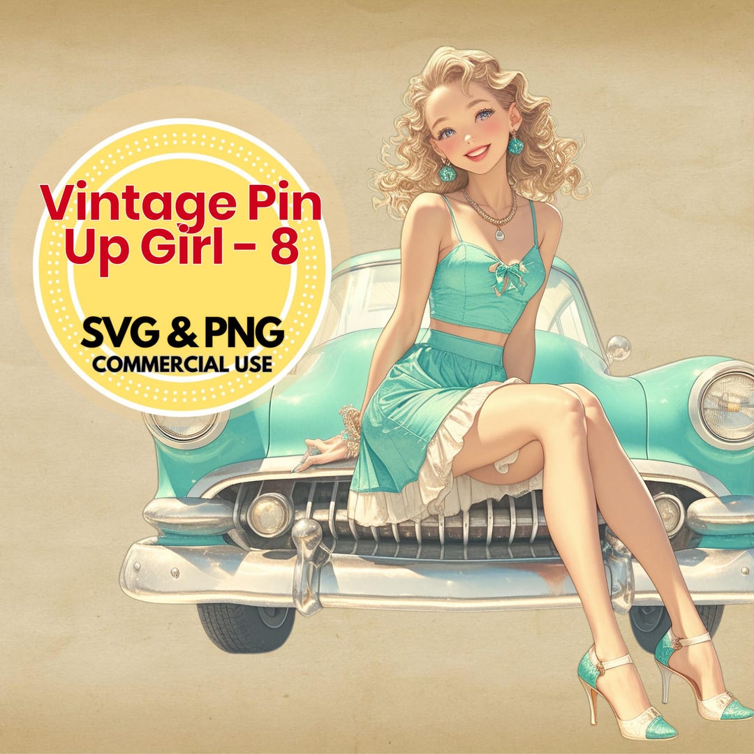 Vintage Pin up Girl Svg Png Digital Download for Crafts Tshirts Mugs ...