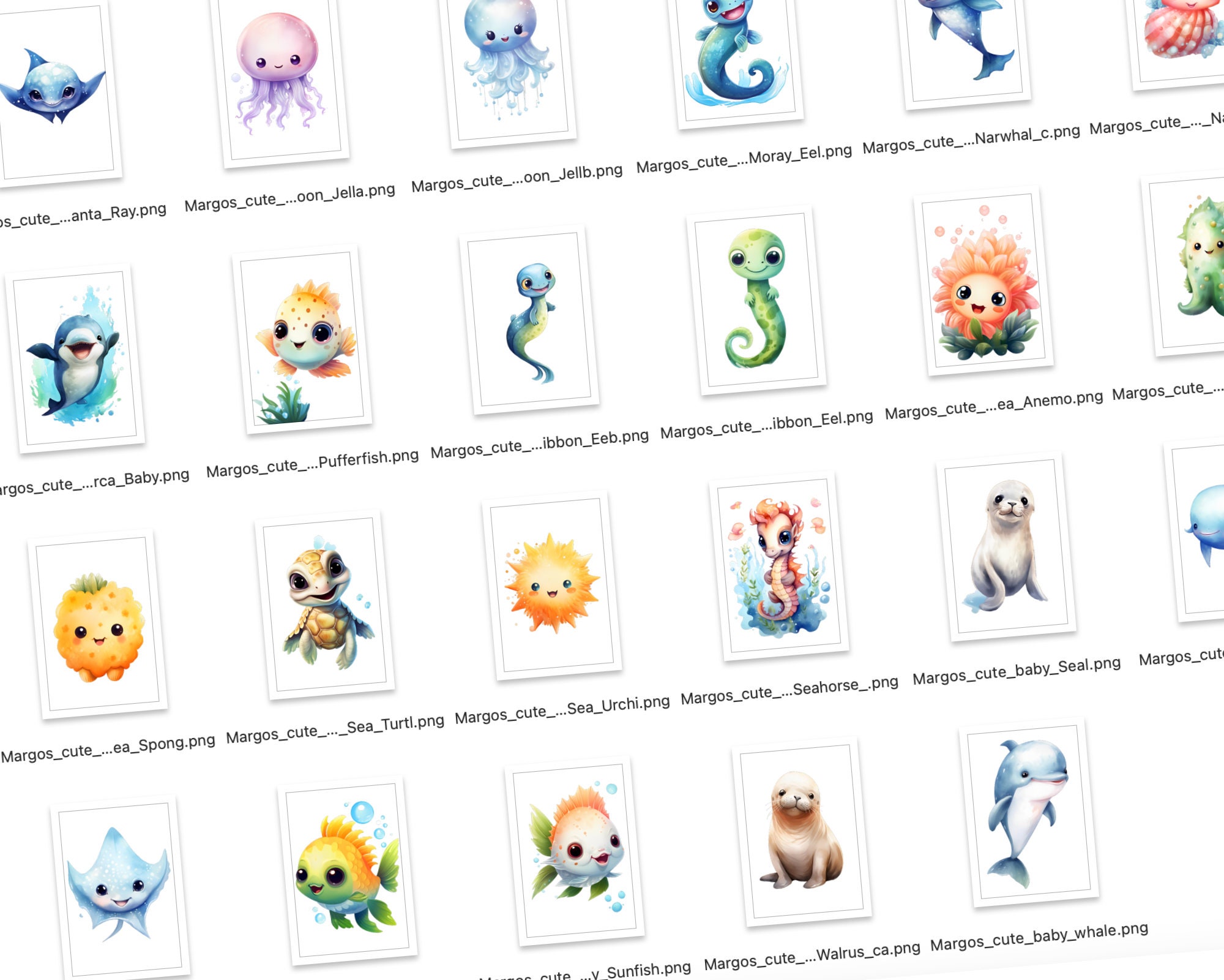 Watercolor Baby Sea Animals Clipart Bundle (PNG, SVG) - Etsy