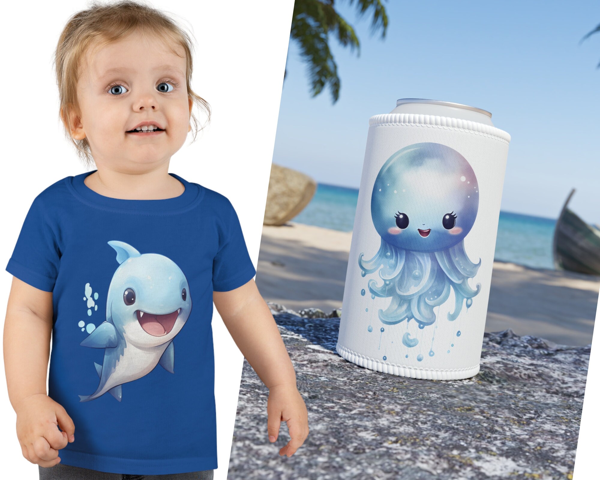 Watercolor Baby Sea Animals Clipart Bundle (PNG, SVG) - Etsy