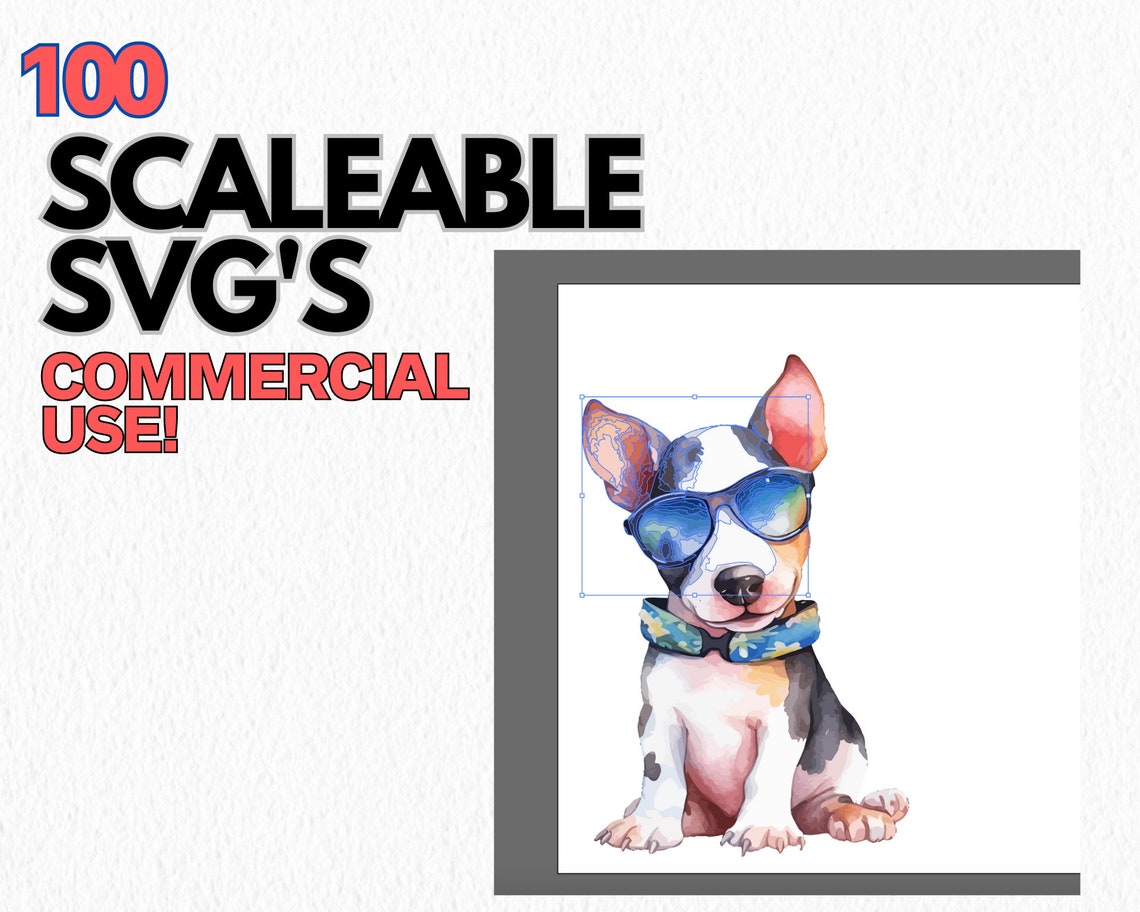 Watercolor Dogs With Sunglasses Cute Clipart Bundle of Puppies PNG and ...