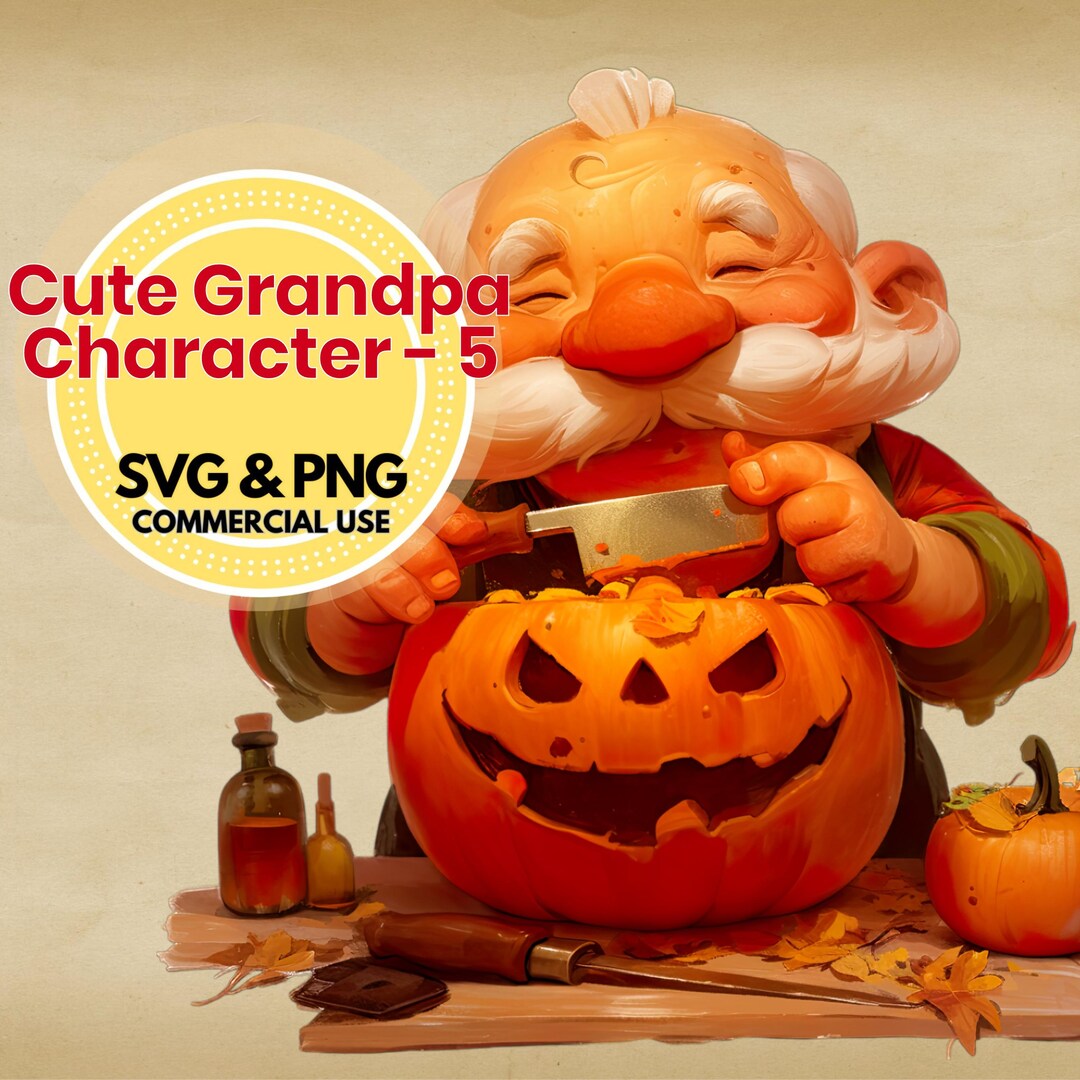 Grandpa Clipart Svg Png Digital Download Cute Elderly Character for ...