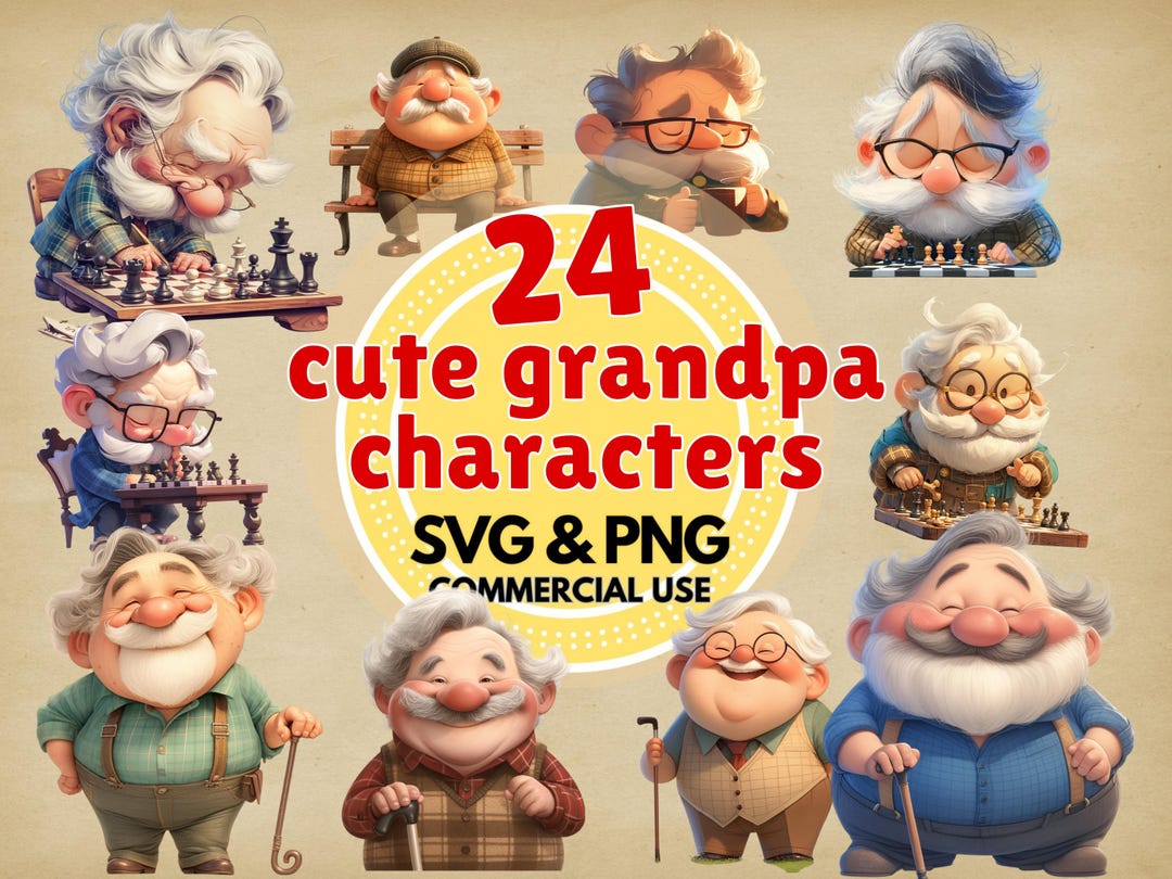 Cute Grandpa Clipart Digital Download PNG SVG Graphics for Crafts ...