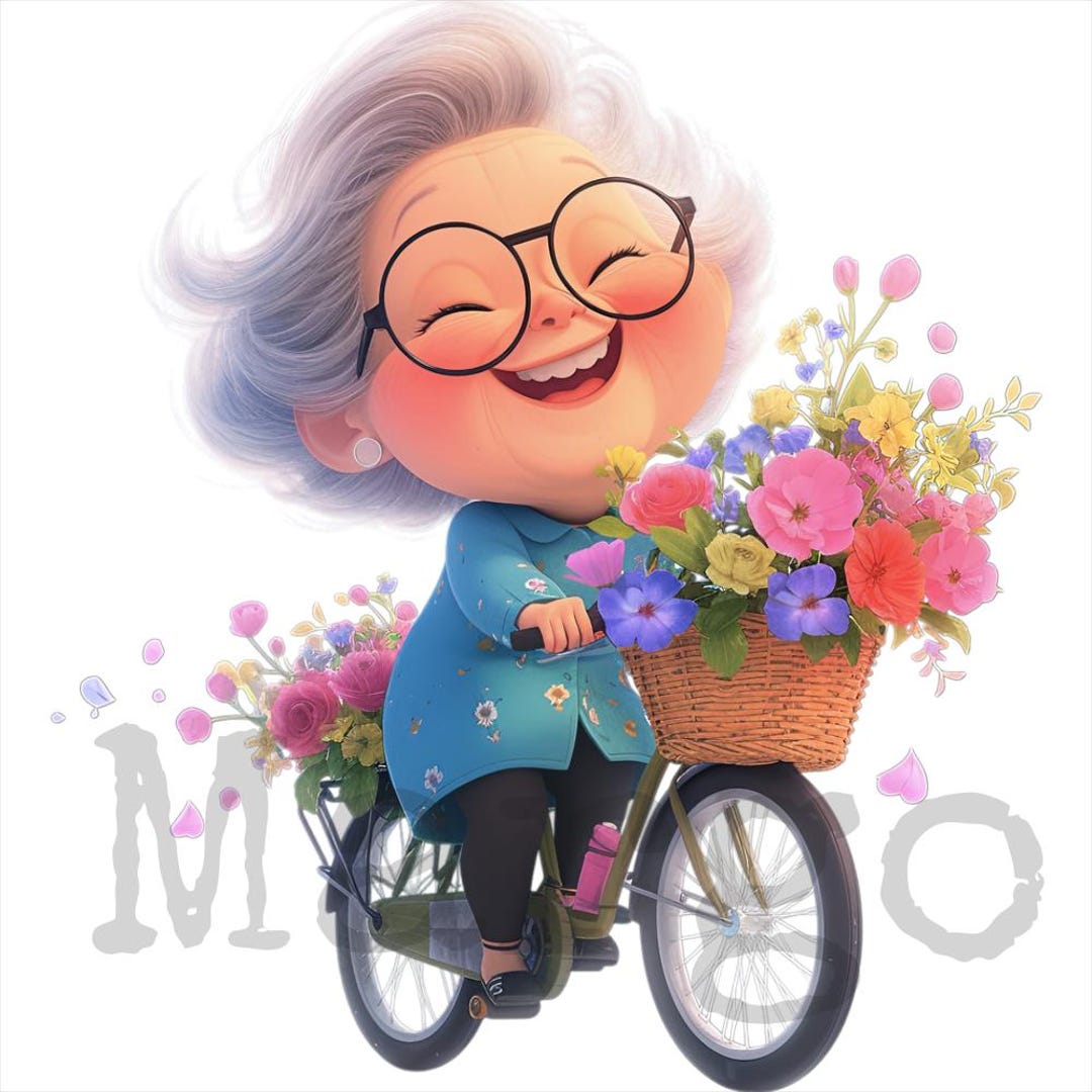 Cute Grandma Bike Ride Clipart, Digital Download, SVG, .png, .jpg, .dxf ...