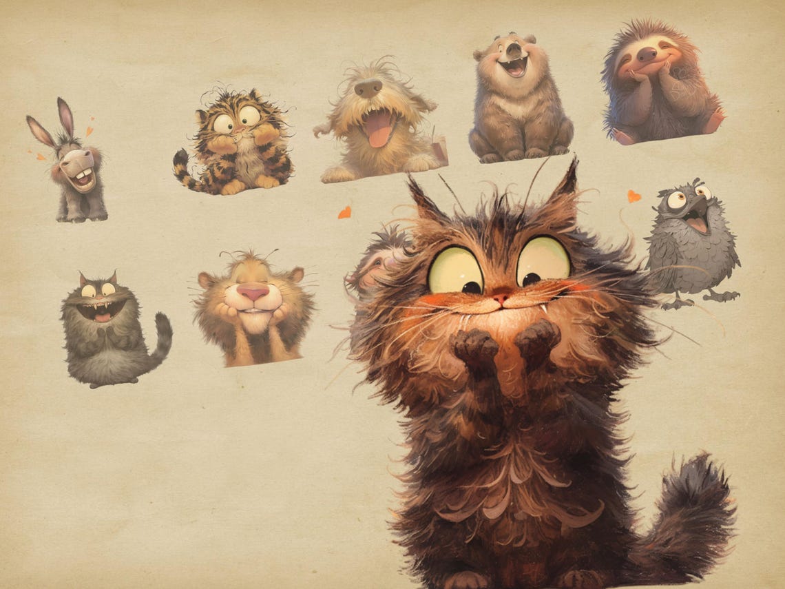 Funny Animal Clipart Bundle Motivational Set Quirky Animals Png Svg ...