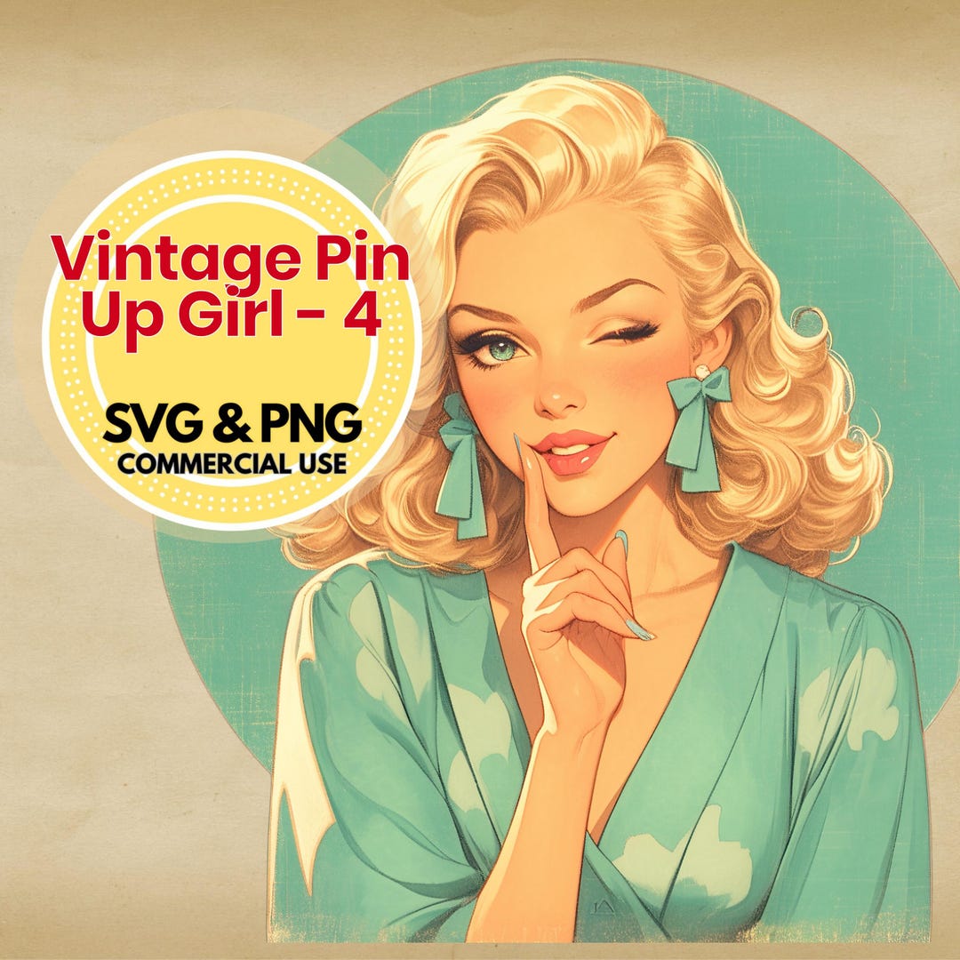 Vintage Pin up Girl PNG SVG Clipart Retro Pinup Graphic Digital ...