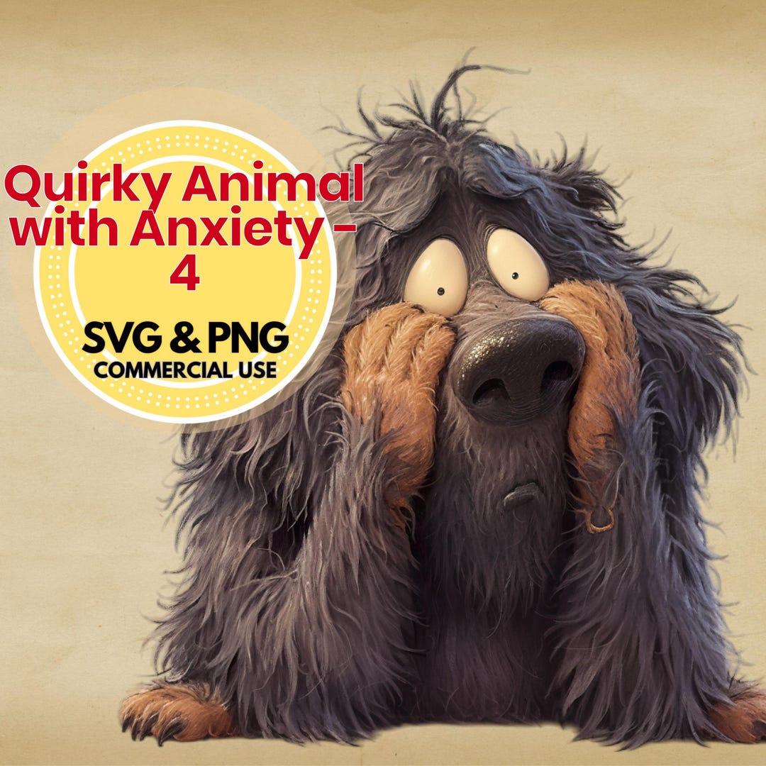 Anxious Animal Svg Funny Digital Download Cute Quirky Animal Clipart ...