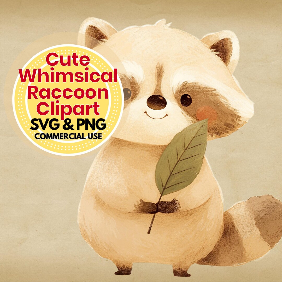 Raccoon Clipart Digital Download Cute Woodland Animal Svg and Png ...