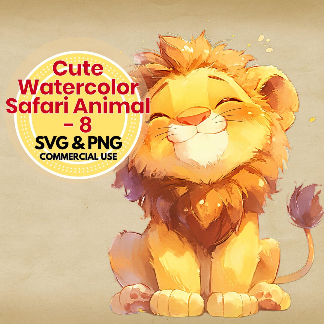 Safari Animal Watercolor Clipart Digital Download Svg Png for Nursery ...
