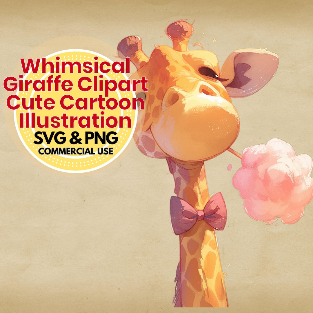 Cute Circus Giraffe Clipart PNG SVG Digital Download Cartoon Animal ...