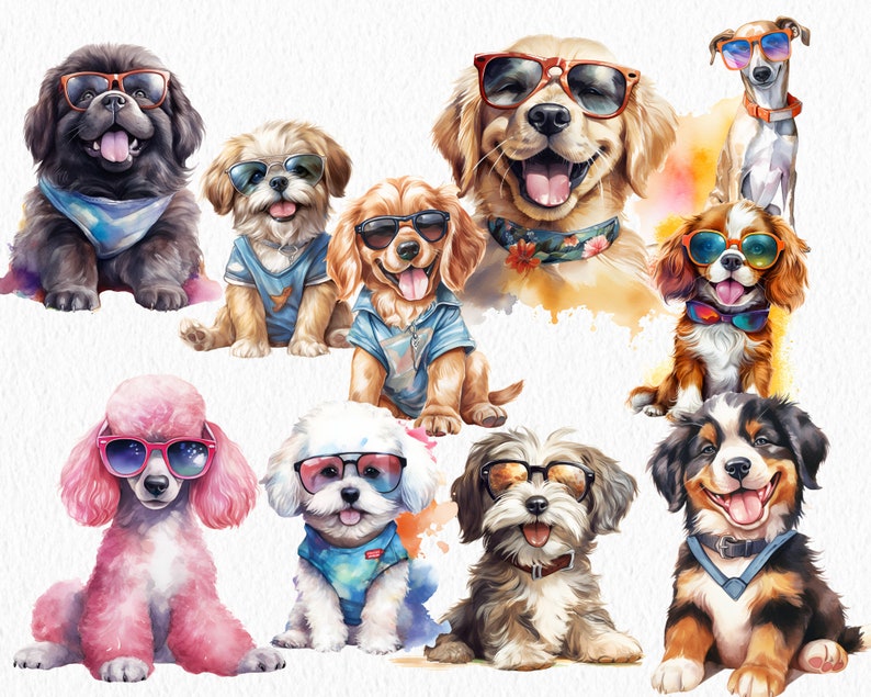 Watercolor Puppy Dog Breeds Clipart Bundle - Instant Download for ...